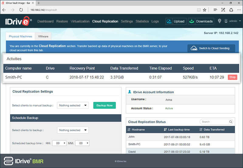 IDrive® BMR - FAQs on transfer of backups from BMR server to cloud