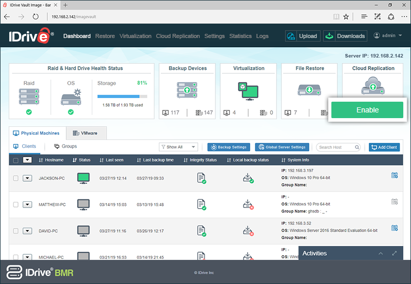 IDrive® BMR - FAQs on managing BMR appliance from any location