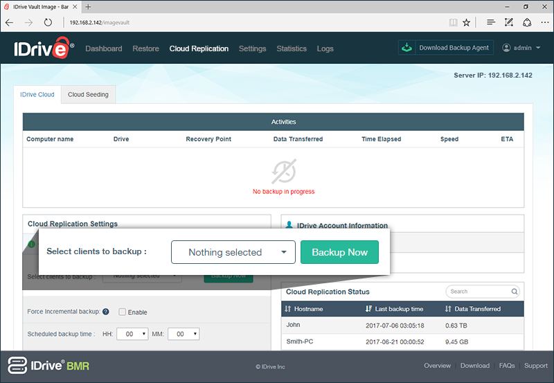 Idrive® Bmr Web Console
