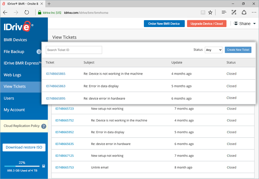 FAQs on IDrive® BMR web console