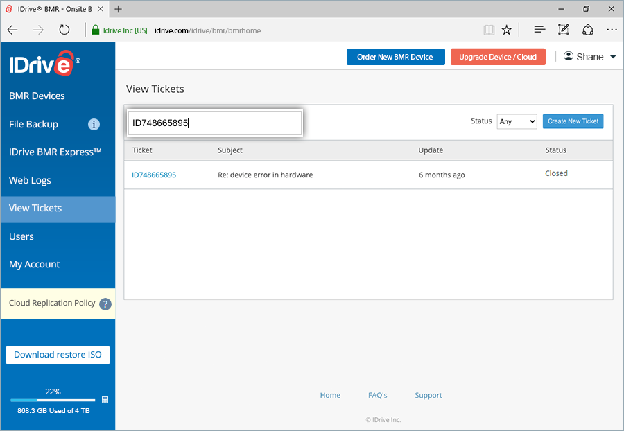 FAQs on IDrive® BMR web console