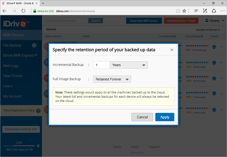 FAQs on IDrive® BMR web console