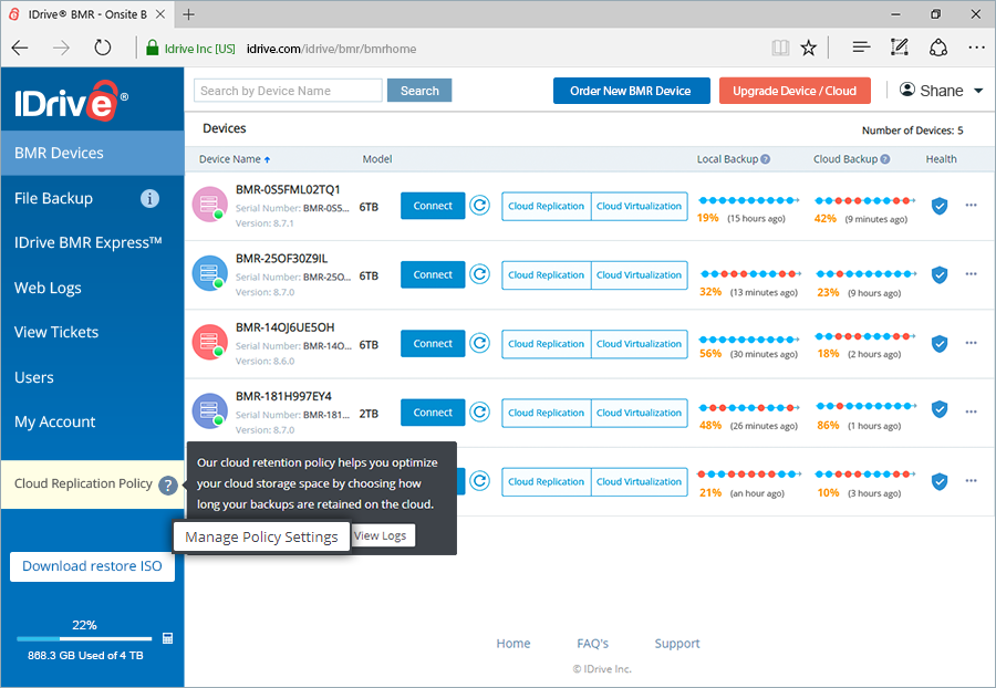 FAQs on IDrive® BMR web console