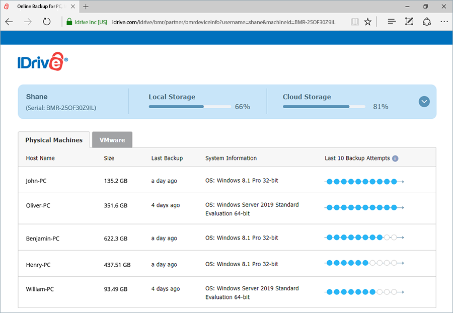 FAQs on IDrive® BMR web console