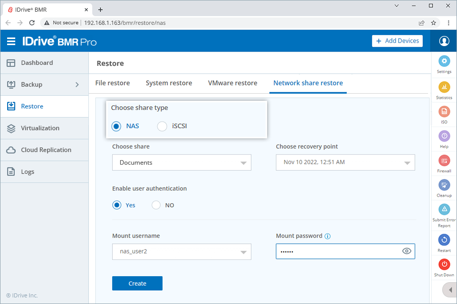 IDrive® BMR restore instructions