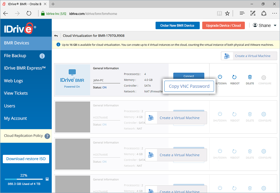 FAQs on IDrive® BMR web console