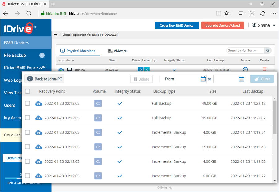 FAQs on IDrive® BMR web console