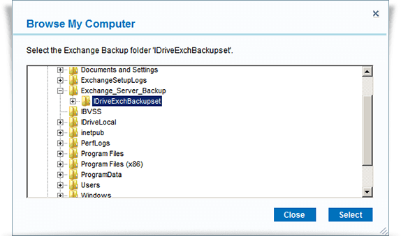 Restore MS Exchange Server Files using IDrive®