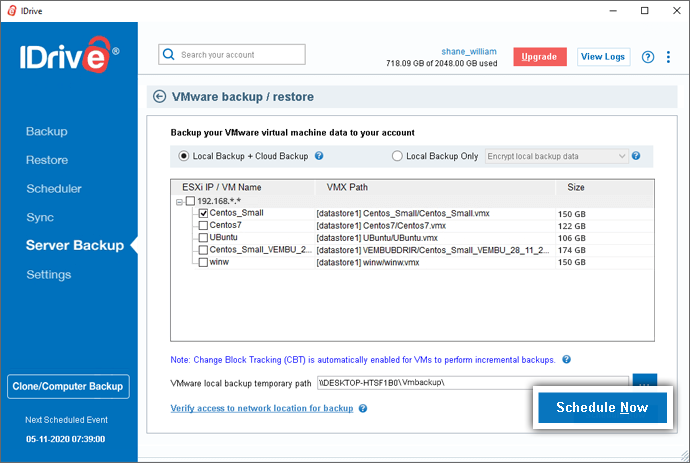 Backup VMware virtual machines - IDrive® cloud backup