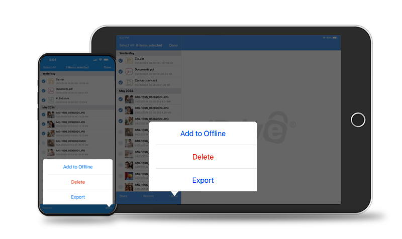 FAQs on backup, access, share via iOS, Android phone