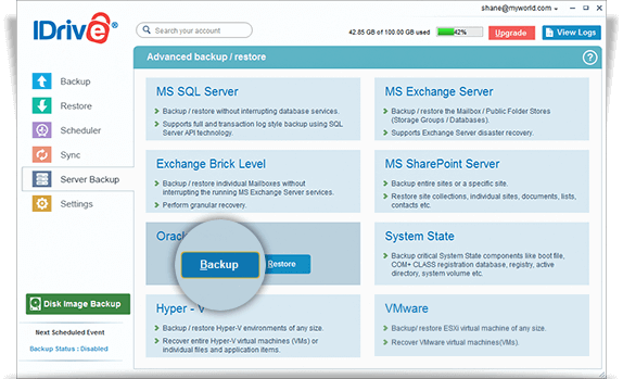 Backup Oracle Server Data Using Idrive® 2424