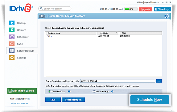 Backup Oracle Server Data Using Idrive®