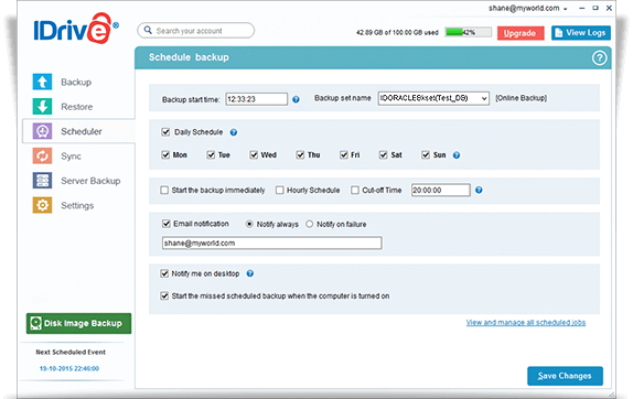 Backup Oracle Server Data using IDrive®