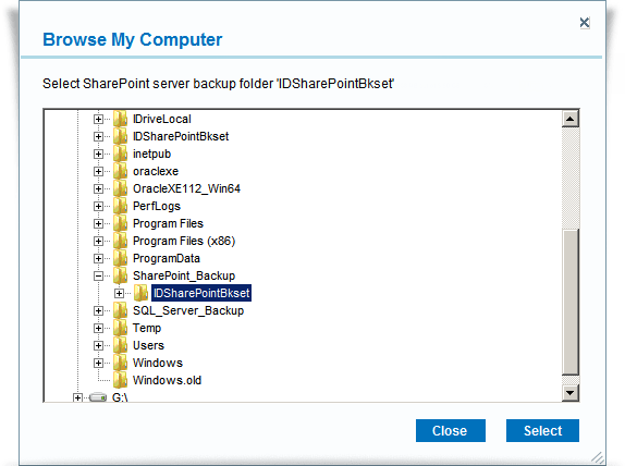 Restore MS SharePoint Server Data using IDrive®