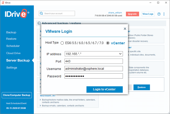 Backup VMware virtual machines - IDrive® cloud backup