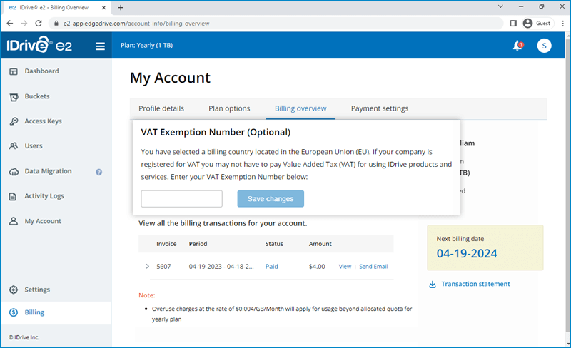 FAQs about IDrive® e2 account management