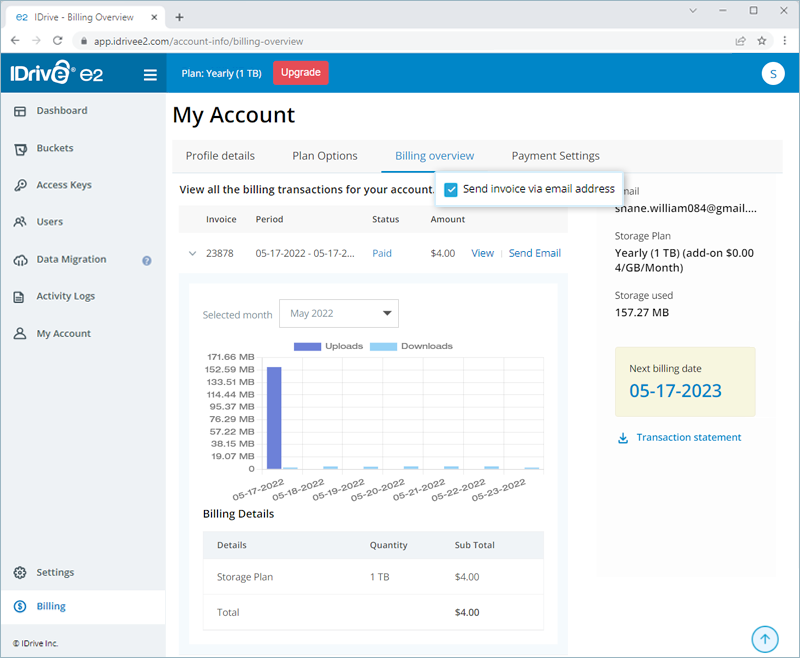 FAQs about IDrive® e2 account management